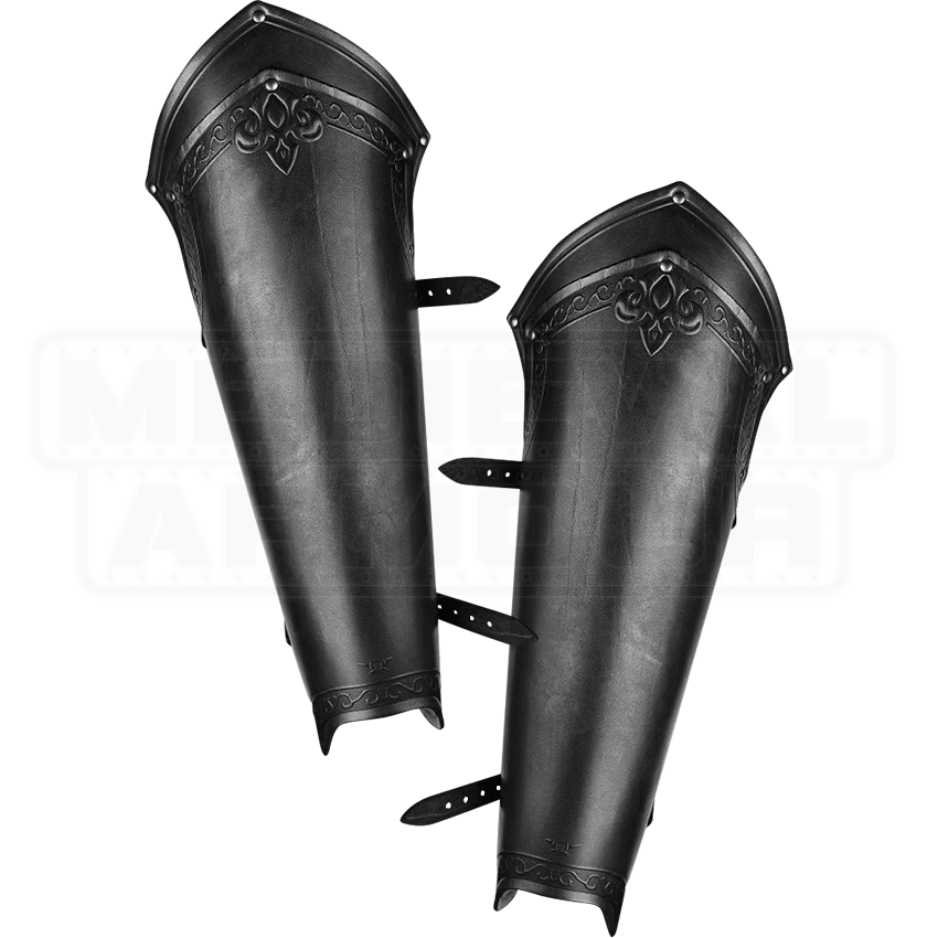 Fleur-de-Lis Lancelot Leather Greaves - MY100690 by Medieval Armour ...