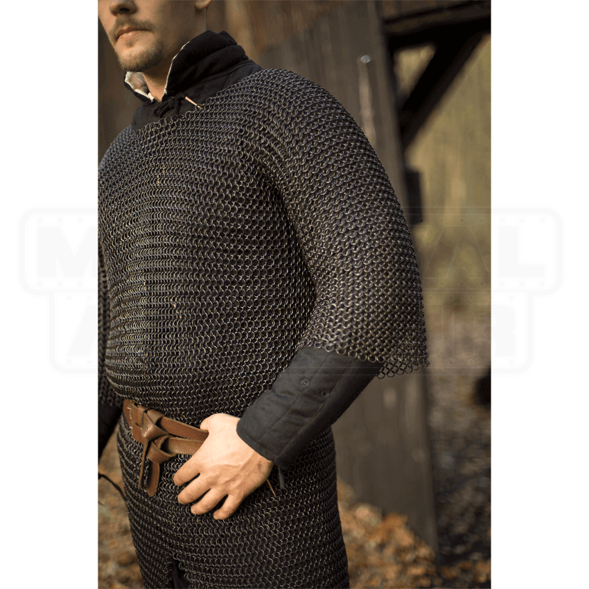 Black Ragnar Chainmail Hauberk - MCI-3222 by Medieval Armour, Leather ...