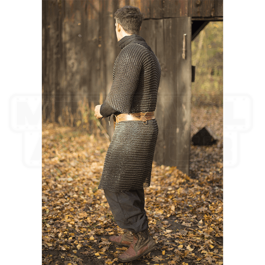 Black Ragnar Chainmail Hauberk - MCI-3222 by Medieval Armour, Leather ...
