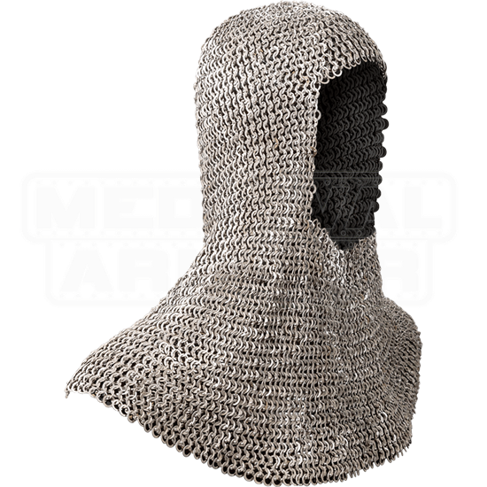 Flat Ring Round Riveted Chainmail Coif - HW-700603 by Medieval Armour ...