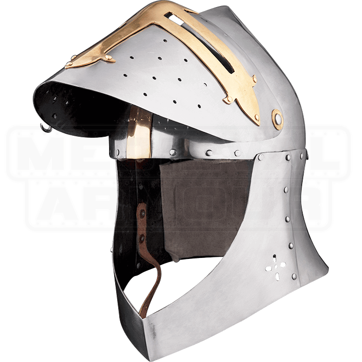 14th Century Gilded Sugar Loaf Visored Helmet - MH-H0931B by Medieval ...