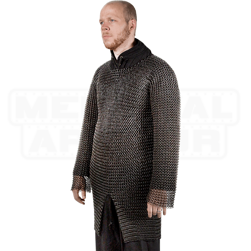 Blackened Butted Chainmail Hauberk - HW-700593BK by Medieval Armour ...