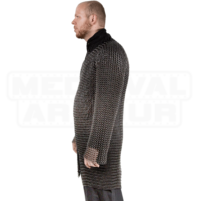 Blackened Butted Chainmail Hauberk - HW-700593BK by Medieval Armour ...