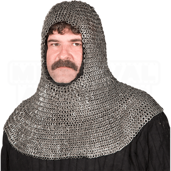 Flat Ring Wedge Rivet Chainmail Coif - HW-700604 by Medieval Armour ...