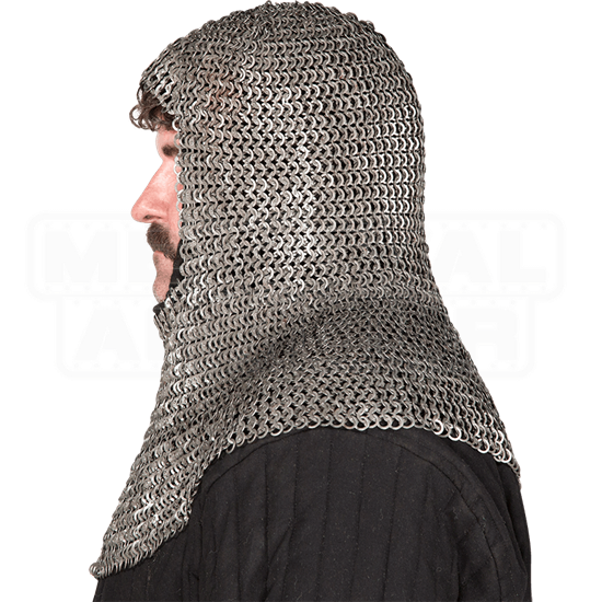 Flat Ring Wedge Rivet Chainmail Coif - HW-700604 by Medieval Armour ...