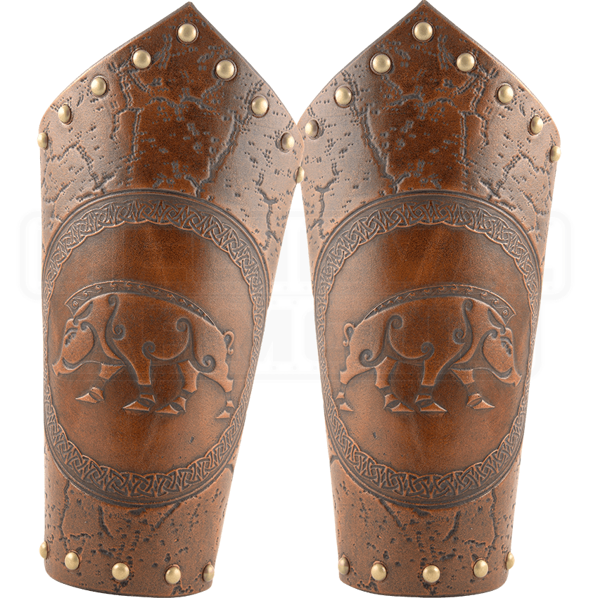 Celtic Boar Leather Arm Bracers - DK6097 by Medieval Armour, Leather ...