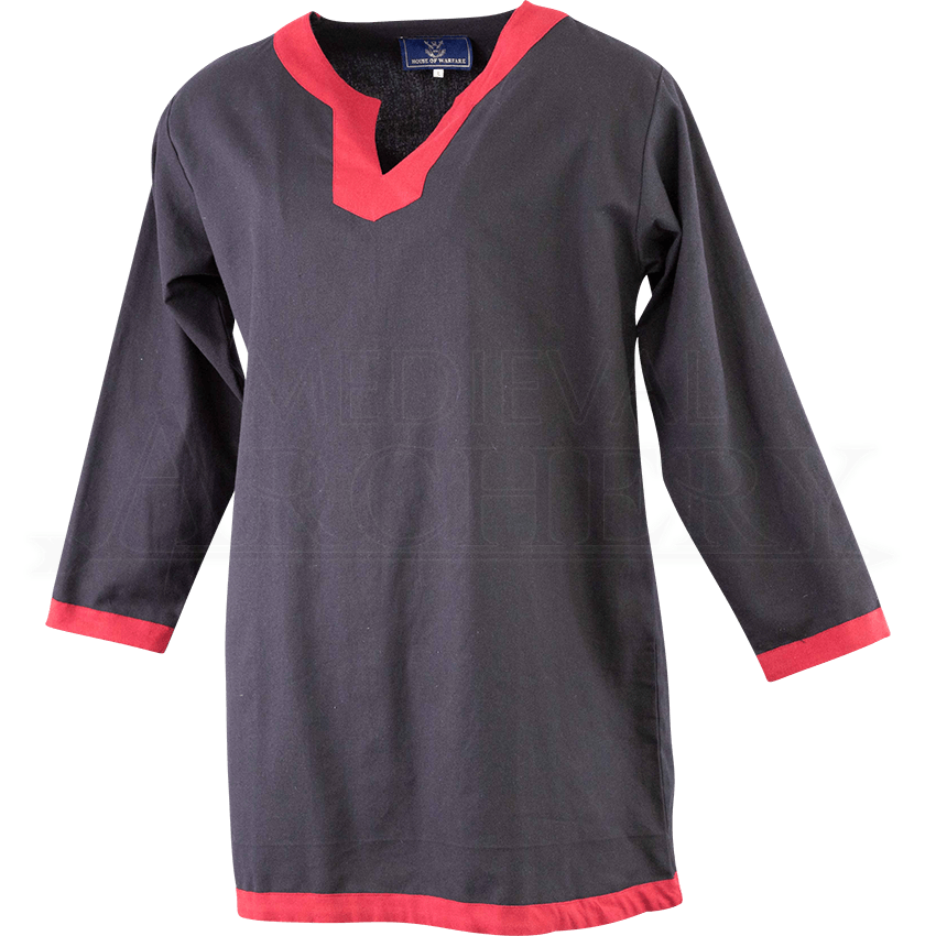 Basic Medieval Tunic - Black with Red - HW-701393BK by Traditional ...