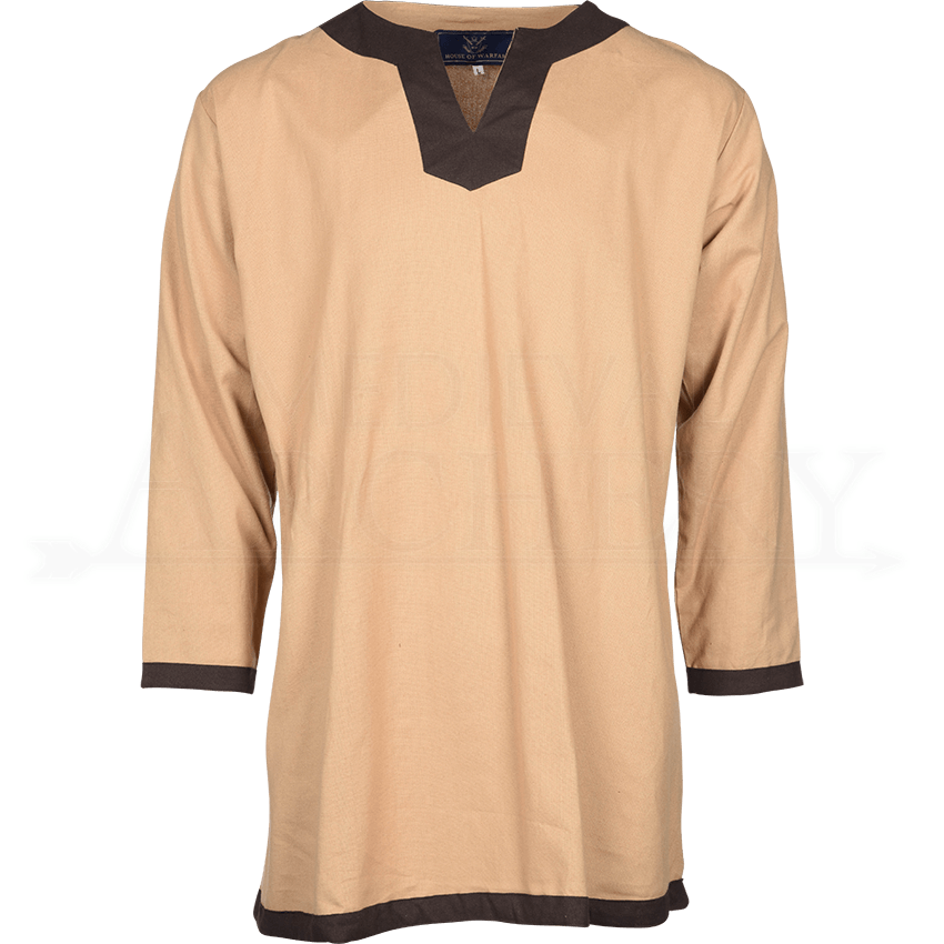 Basic Medieval Tunic - Natural with Brown - HW-701393N by Traditional ...
