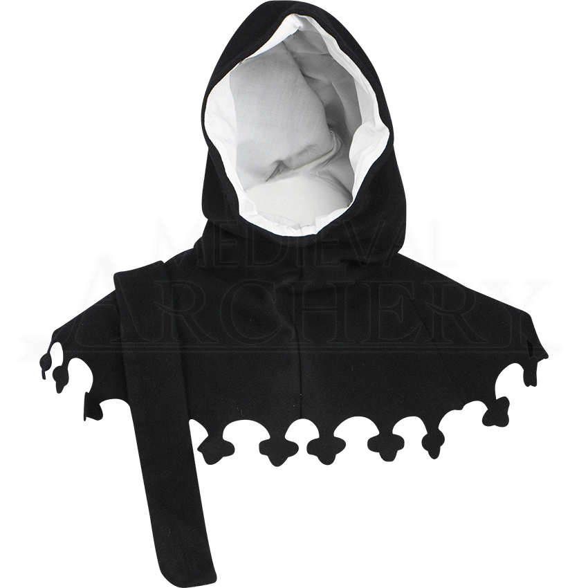 Wool Medieval Liripipe Hood - Black - HW-701545BK by Traditional ...