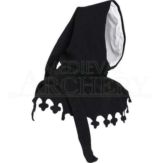 Wool Medieval Liripipe Hood - Black - HW-701545BK by Traditional ...