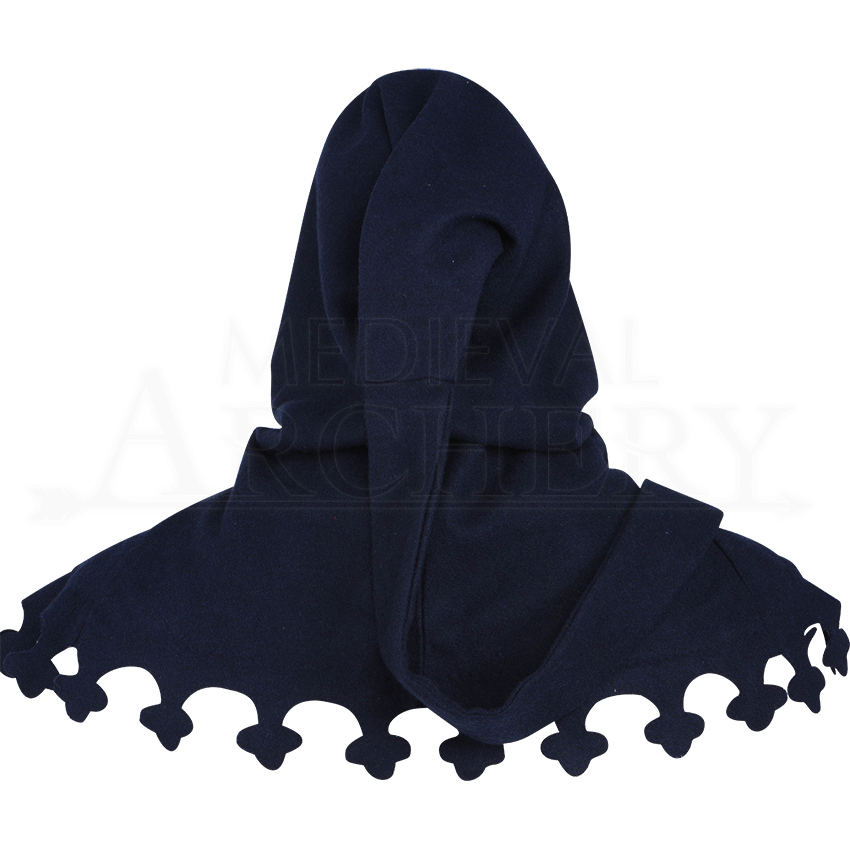 Wool Medieval Liripipe Hood - Blue - HW-701546BL by Traditional Archery ...