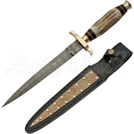 Antler Damascus Dagger - ZS-DM-1031 by Medieval Swords, Functional ...