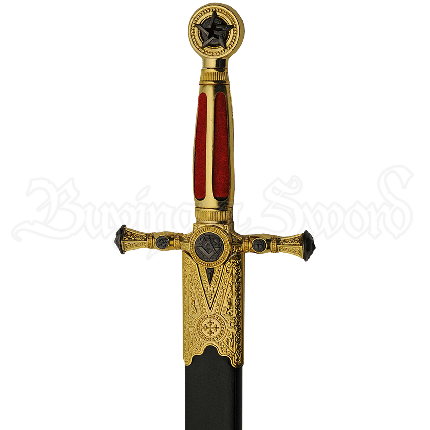 Red and Gold Masonic Sword - ZS-926930 by Medieval Swords, Functional ...