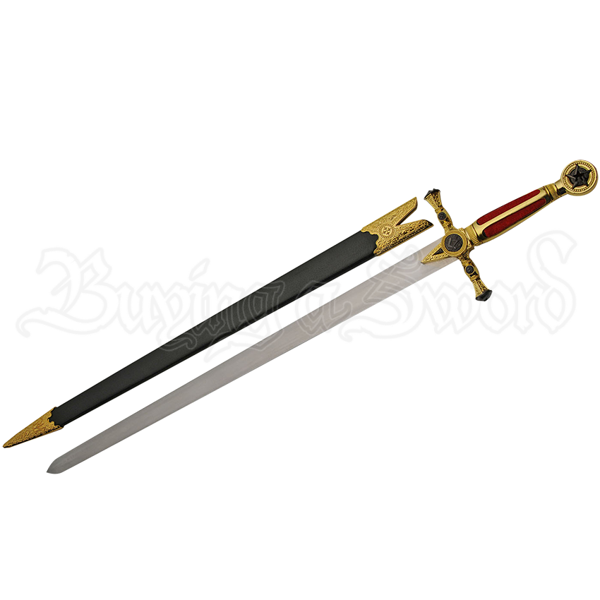 Red and Gold Masonic Sword - ZS-926930 by Medieval Swords, Functional ...