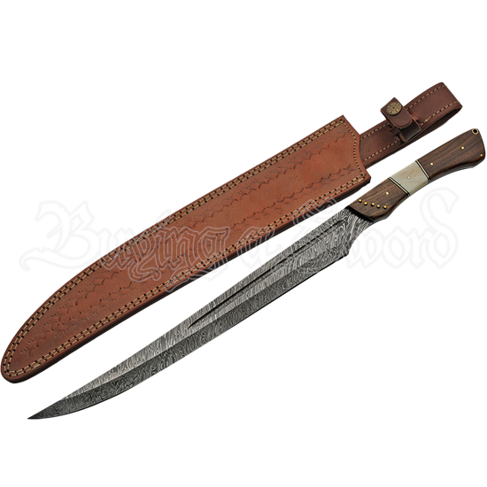 Curved Blade Damascus Sword - ZS-DM-5017 by Medieval Swords, Functional ...