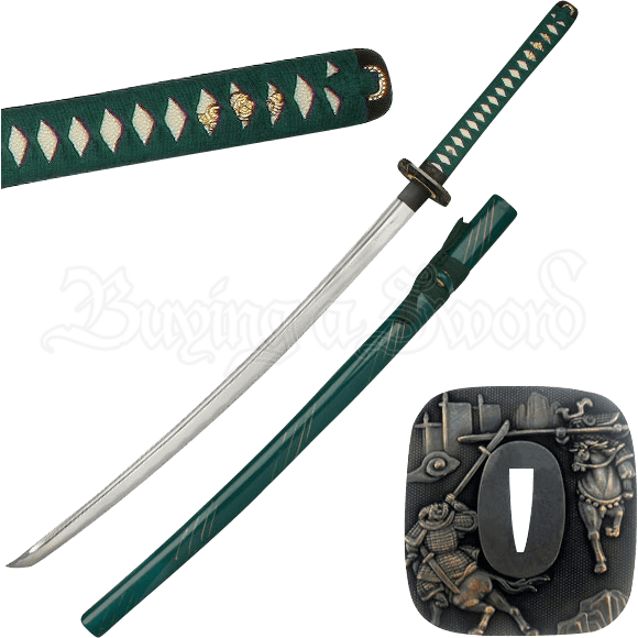 Green Battle Samurai Sword - MC-SW-541GN by Medieval Swords, Functional ...