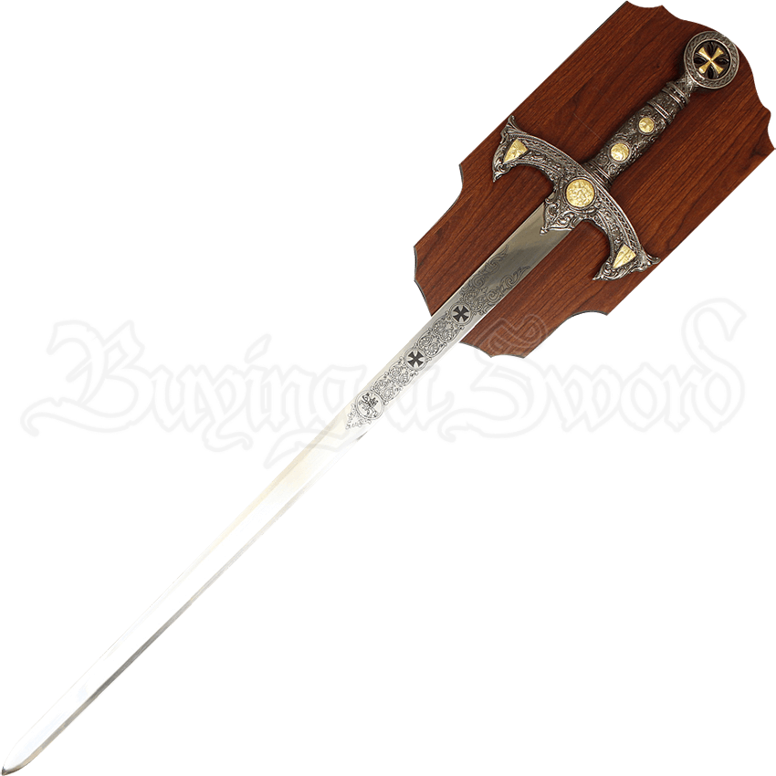 Engraved Silver Templar Sword with Plaque - NP-K-2037-CH by Medieval ...