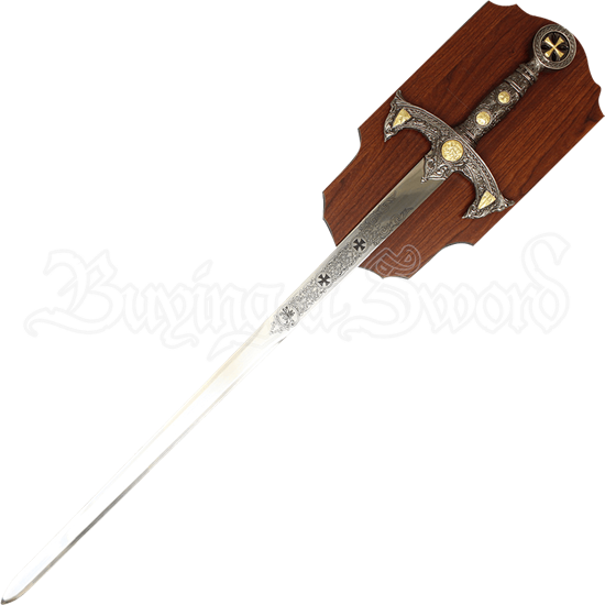 Engraved Silver Templar Sword with Plaque - NP-K-2037-CH by Medieval ...
