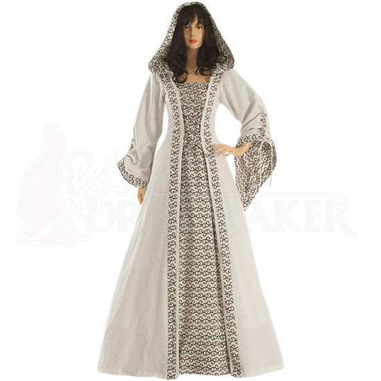 White Medieval Maiden Hooded Dress - MCI-108 by Medieval and ...