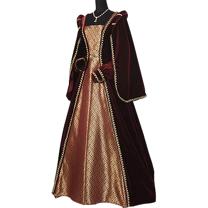 Courtly Renaissance Dress - Burgundy and Gold - MCI-200 by Medieval and ...