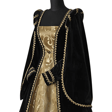 Courtly Renaissance Dress - Black and Gold - MCI-202 by Medieval and ...