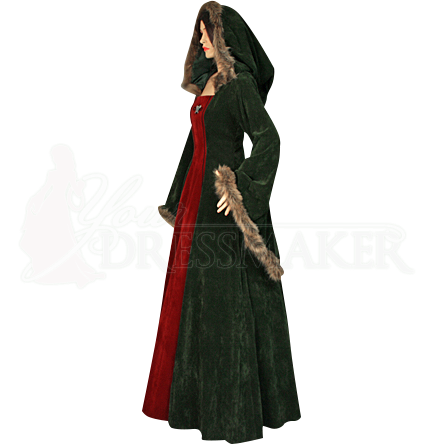 Fur Trimmed Medieval Dress with Hood - MCI-298 by Medieval and ...
