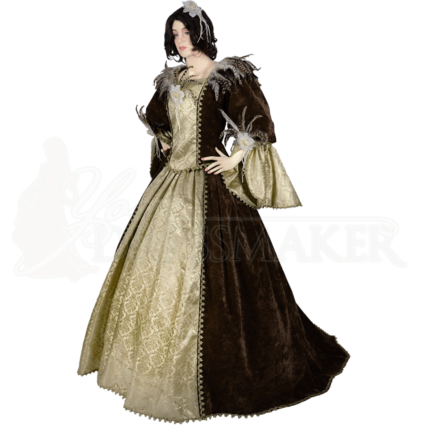 Feathered Victorian Noble Dress with Train - MCI-342 by Medieval and ...