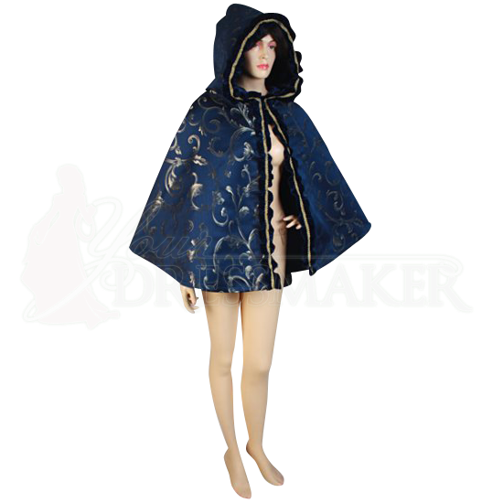 Womens Short Hooded Brocade Cape - MCI-352 by Medieval and Renaissance ...