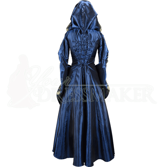 Alluring Damsel Dress with Hood - Blue with Gold - MCI-619 by Medieval ...