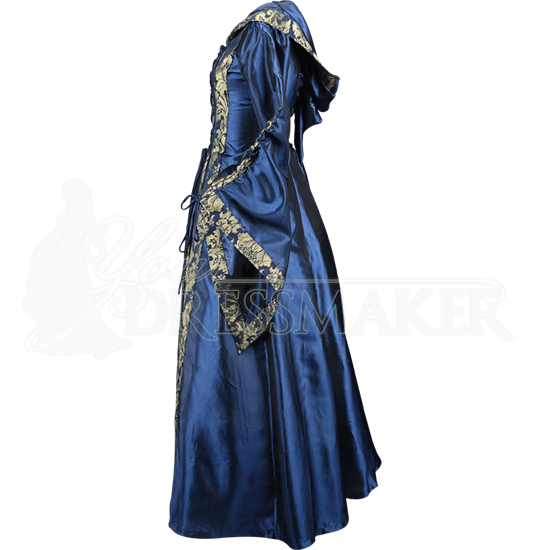 Alluring Damsel Dress with Hood - Blue with Gold - MCI-619 by Medieval ...