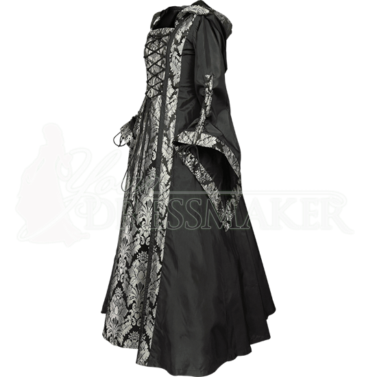 Alluring Damsel Dress with Hood - Black with Silver - MCI-621 by ...