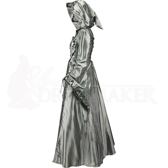 Alluring Damsel Dress with Hood - Silver with Black - MCI-623 by ...