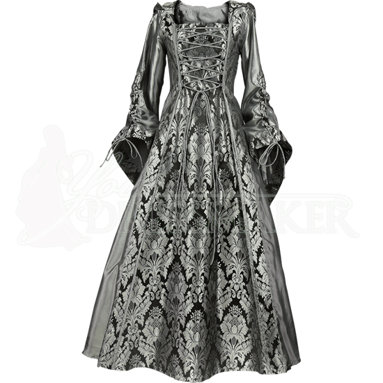 Alluring Damsel Dress with Hood - Silver with Black - MCI-623 by ...