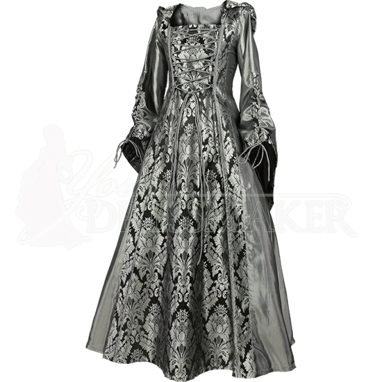Alluring Damsel Dress with Hood - Silver with Black - MCI-623 by ...
