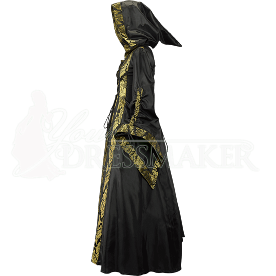 Alluring Damsel Dress with Hood - Black with Gold - MCI-624 by Medieval ...