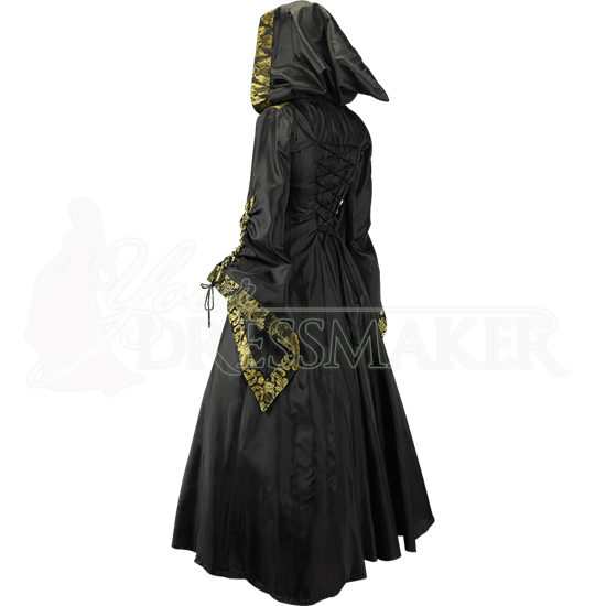 Alluring Damsel Dress with Hood - Black with Gold - MCI-624 by Medieval ...