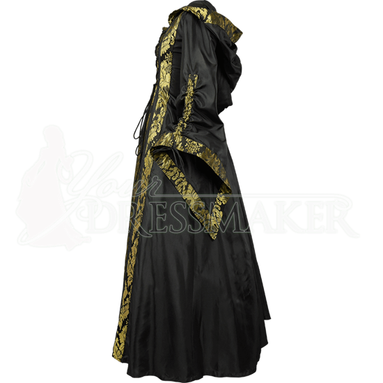 Alluring Damsel Dress with Hood - Black with Gold - MCI-624 by Medieval ...