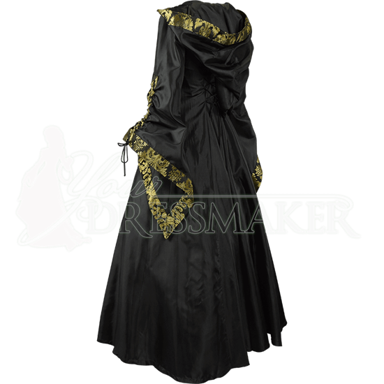 Alluring Damsel Dress with Hood - Black with Gold - MCI-624 by Medieval ...